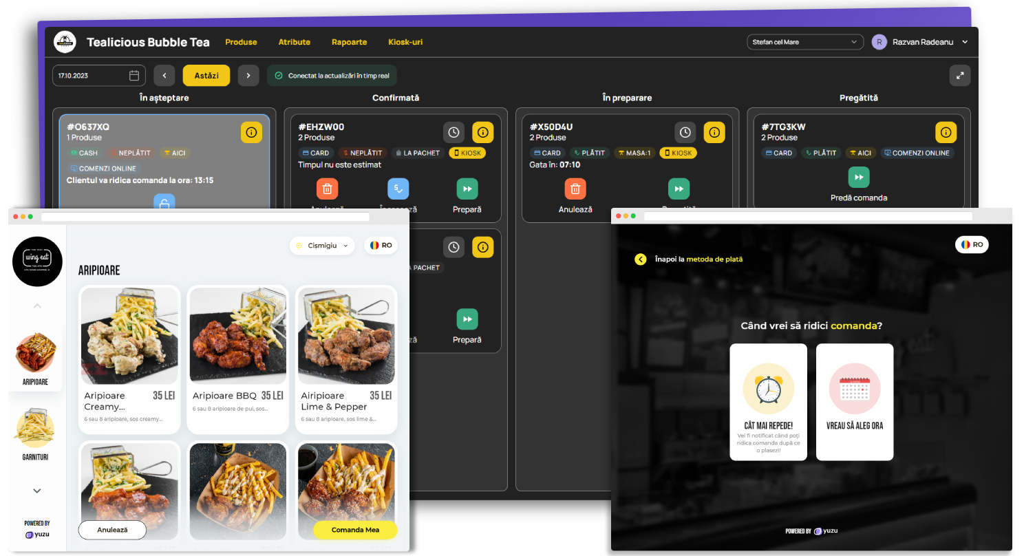 Comenzi online Horeca, software restaurant | Yuzu